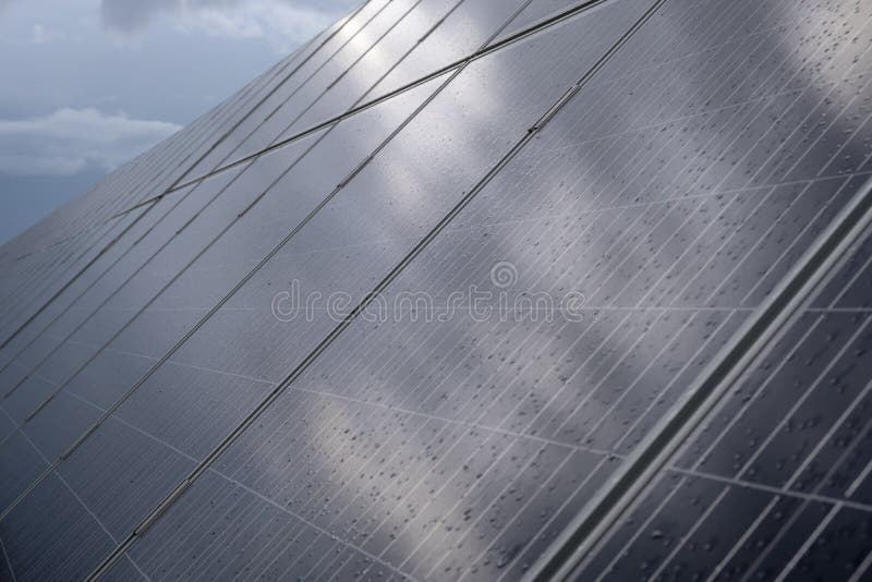 Solar Panel with Rain Drops on it. Solar Panel in Rain Stock Photo ...