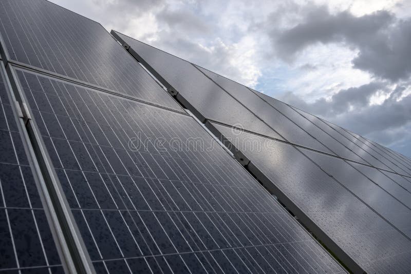 Solar Panel with Rain Drops on it. Solar Panel in Rain Stock Image ...