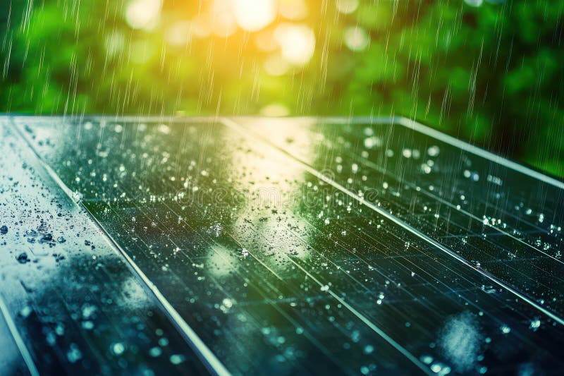 Solar Panel on Rainy Rooftop in Spring Sunlight Stock Image - Image of ...