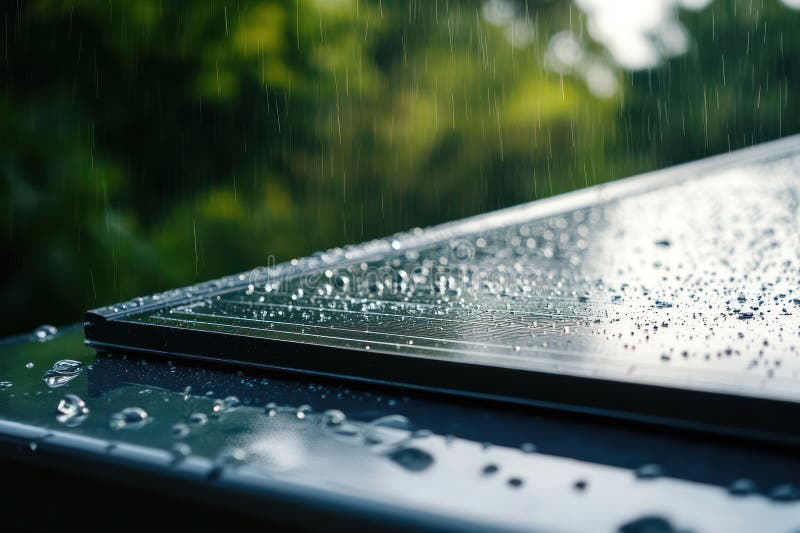 Solar Panel on Rainy Rooftop in Spring Sunlight Stock Image - Image of ...
