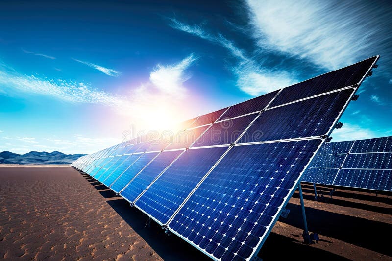 Solar Panel in Rays of Sun Science and Technology Stock Illustration ...