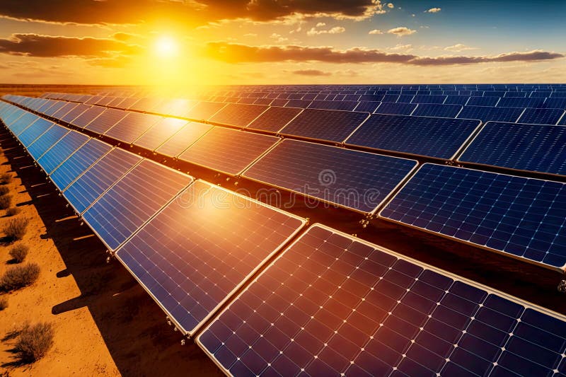 Solar Panel in Rays of Sun Science and Technology Stock Illustration ...