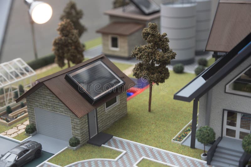 Solar panel on a red roof editorial stock image. Image of electricity ...