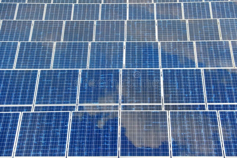 Solar Panel with Reflection Blue Sky Stock Image - Image of save ...