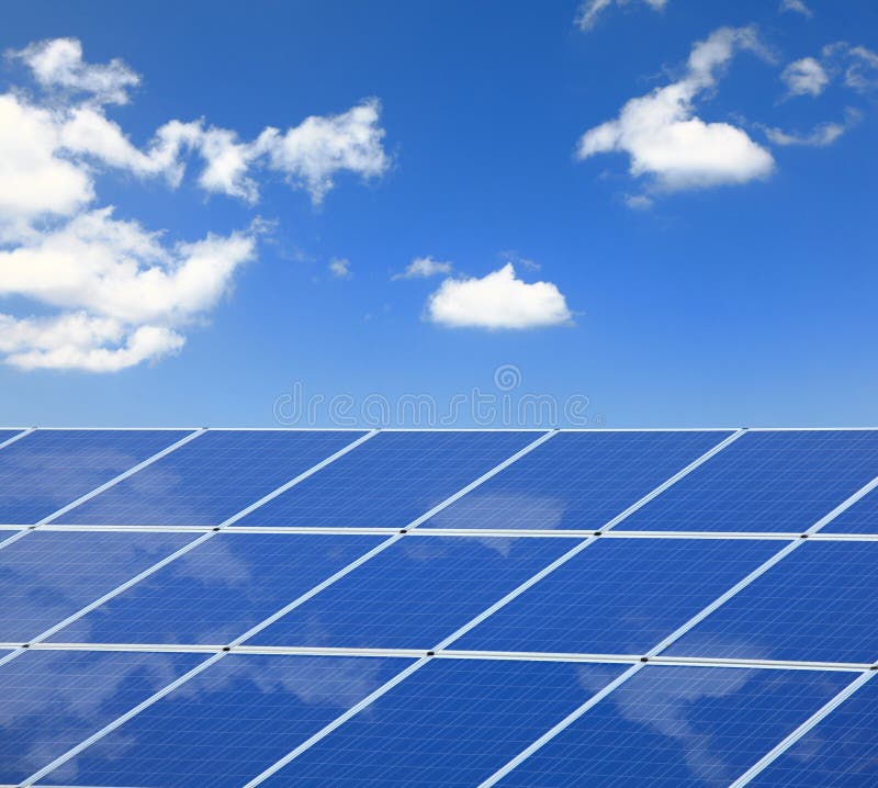 Solar Panels with Tree Reflection Stock Photo - Image of panel, pattern ...