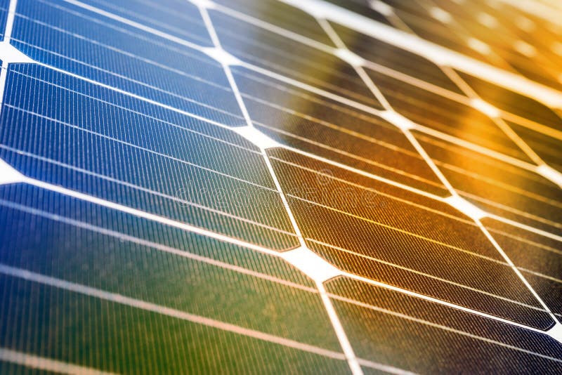 Solar Panel with Reflection of Sunset Stock Photo - Image of innovation ...