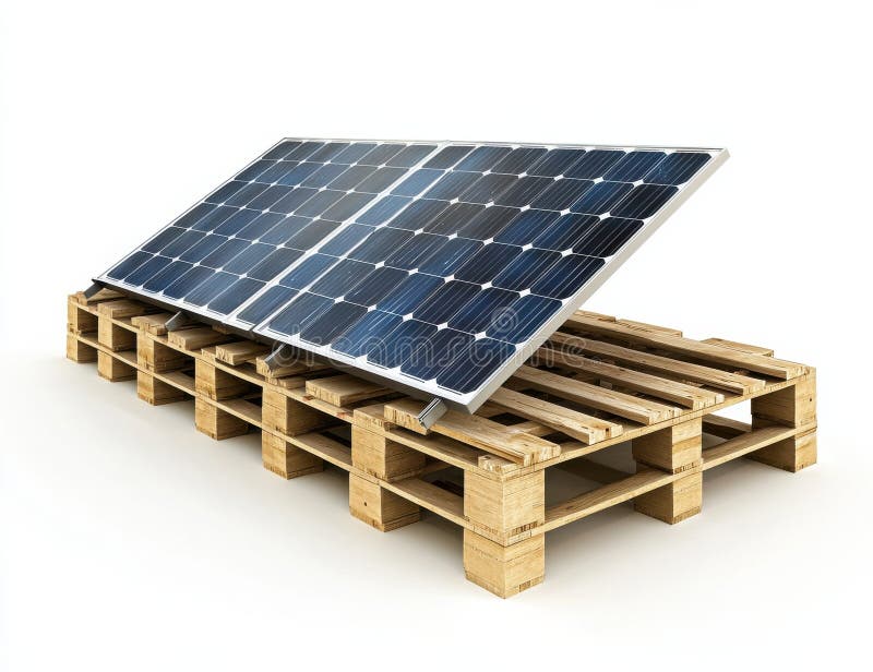 Solar Panel Resting Wooden Pallets Sustainable Energy Storage Stock ...