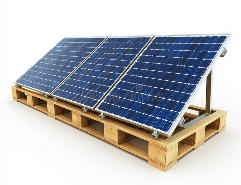 Solar Panel Resting on Wooden Pallets for Transportation Display Stock ...