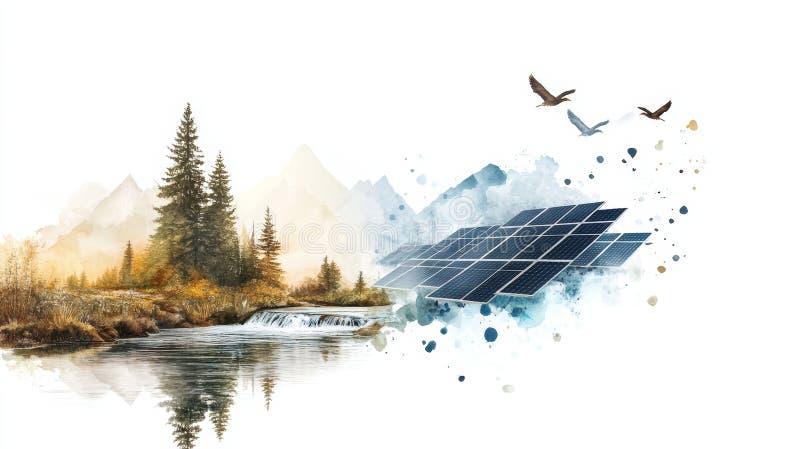 Solar Panel by the River, a Sustainable Energy Solution in Harmony with ...