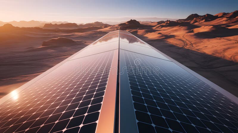 Solar Panel Road in a Desert Landscape Generating Power Stock ...