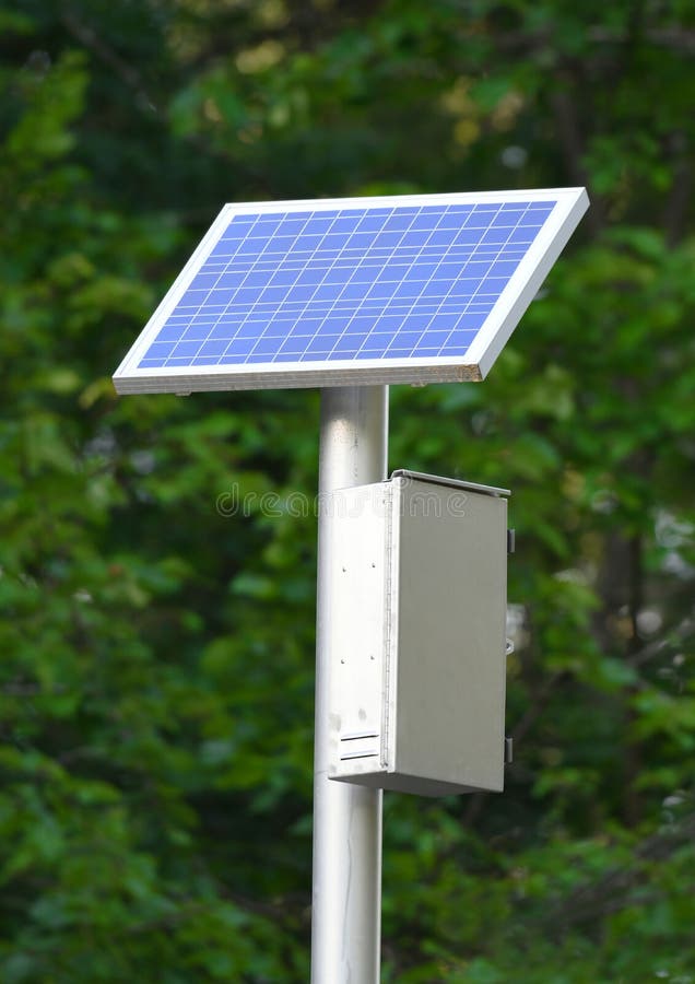 Solar Panel at the Road Side on Street Lamp Pole Stock Photo - Image of ...