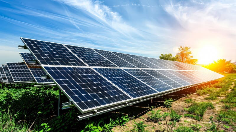 Solar Panel is on a Rocky Surface. Stock Photo - Image of field ...