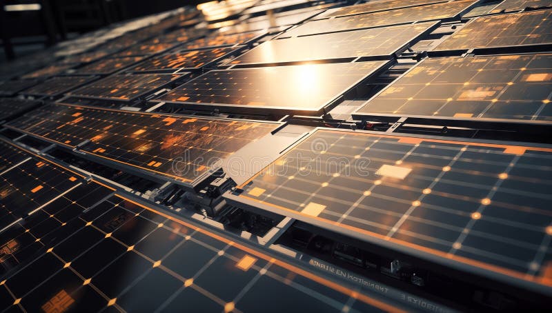 Solar Panel on the Roof of the Building. 3d Rendering, Generative Ai ...