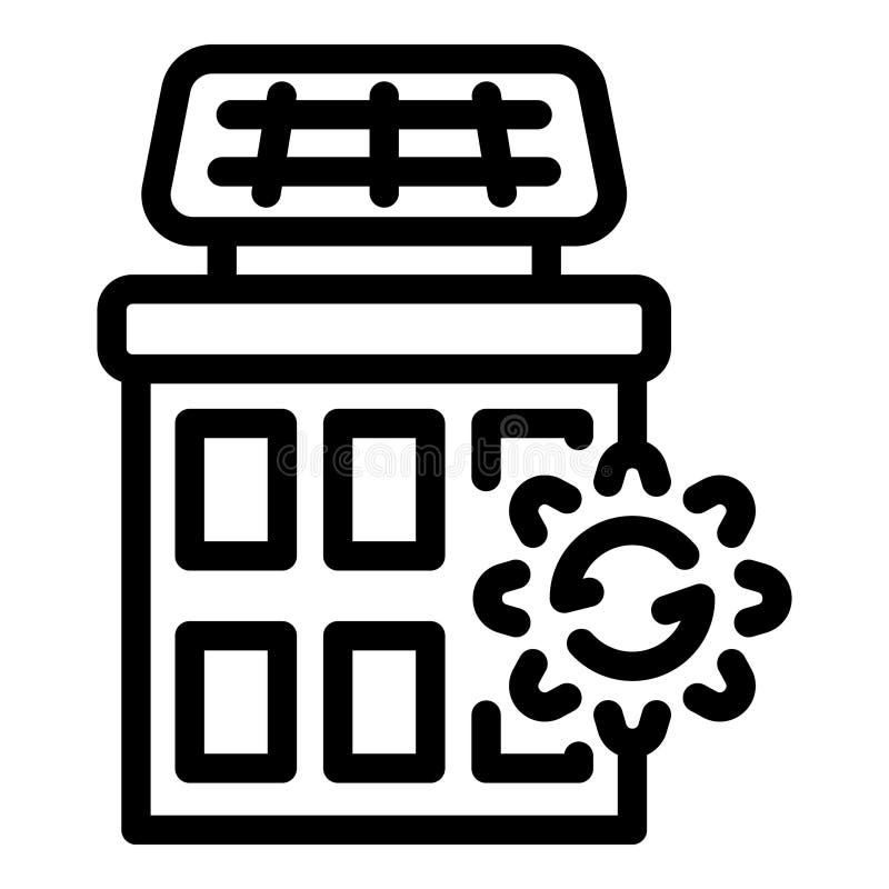 Solar Panel Roof House Icon Outline Vector. Electricity Network System ...