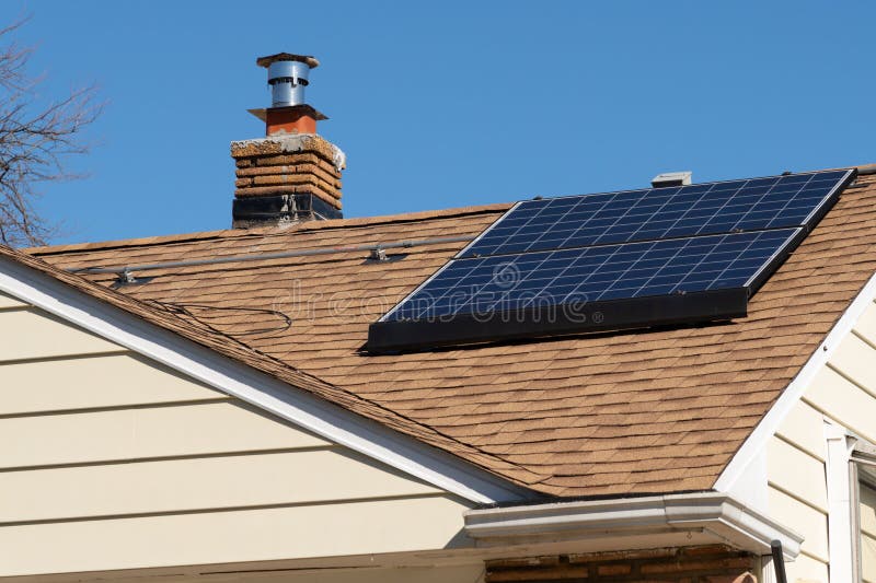 Solar Panel on the Roof of a House Stock Image - Image of electric ...