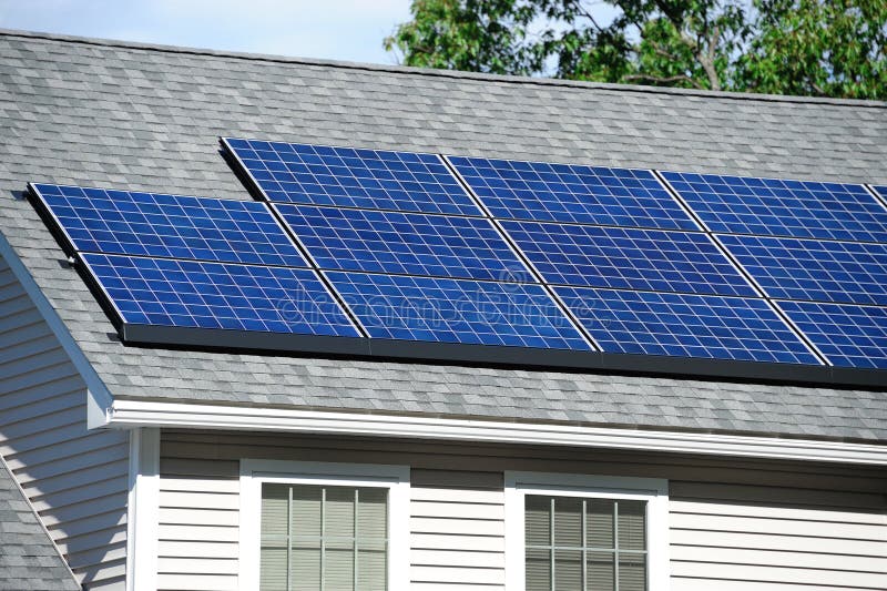 Solar panel on the roof stock photo. Image of conservation - 80366618