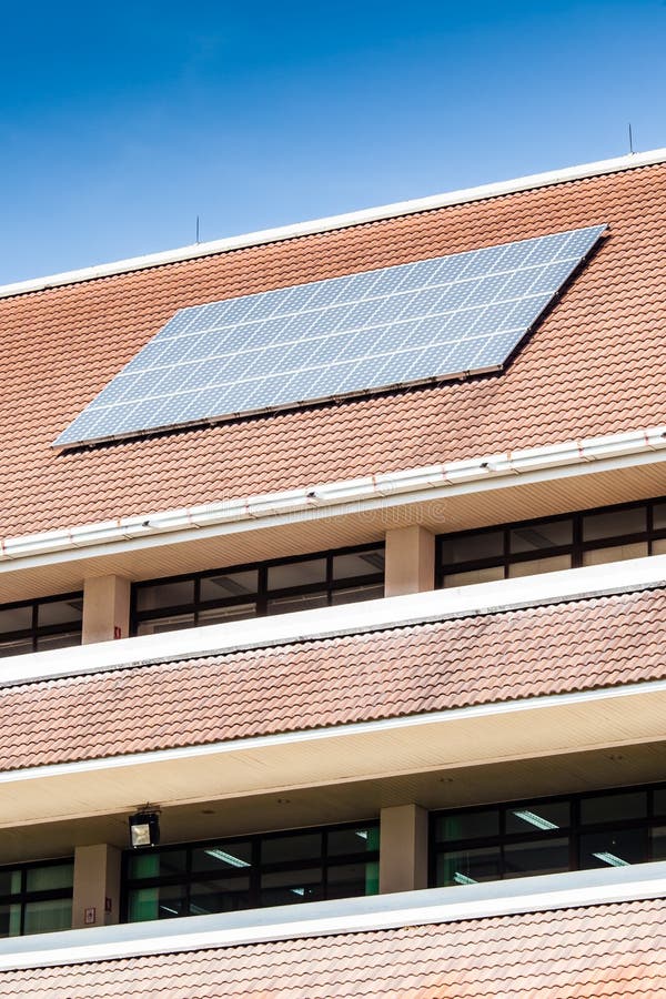 Solar Panel on Roof of Office Building Stock Photo - Image of renewable ...