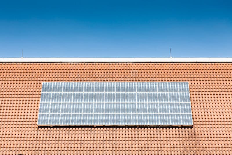 Solar Panel on Roof of Office Building Stock Photo - Image of renewable ...