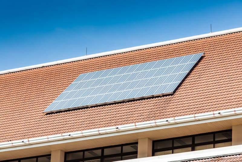Solar Panel on Roof of Office Building Stock Image - Image of sunny ...