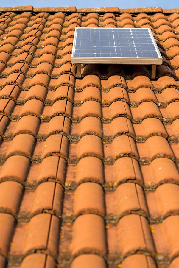 Solar panel on a roof stock photo. Image of production - 34113644