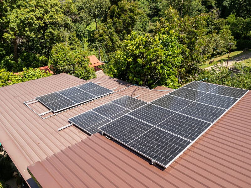 The Solar Panel on the Rooftop of the Local Restaurant Stock Photo ...