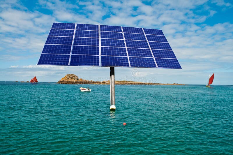 Solar panel in the sea stock image. Image of heat, energy - 21400549