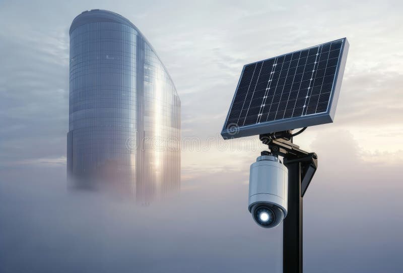 Solar CCTV Above Clouds with Building View, Generative Ai Stock ...