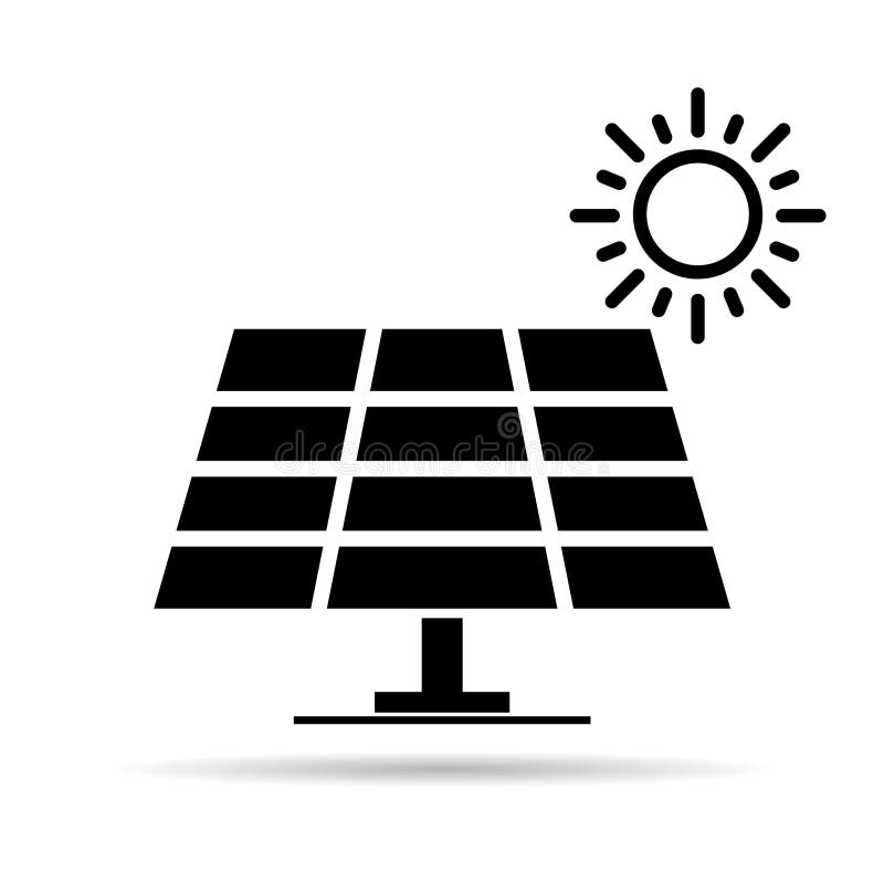 Solar Panel Shadow Icon, Green Power Technology, Ecology Alternative ...