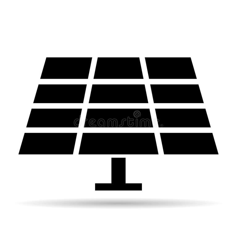 Solar Panel Shadow Icon, Green Power Technology, Ecology Alternative ...