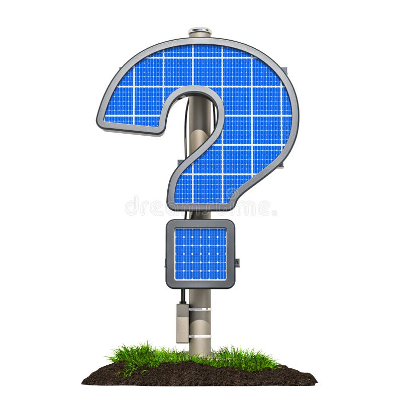 Solar Panel in Shaped of Question Mark, 3D Rendering Stock Illustration ...
