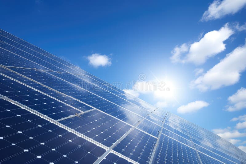 Solar Panel, Shining on Clear Blue Sky Stock Illustration ...