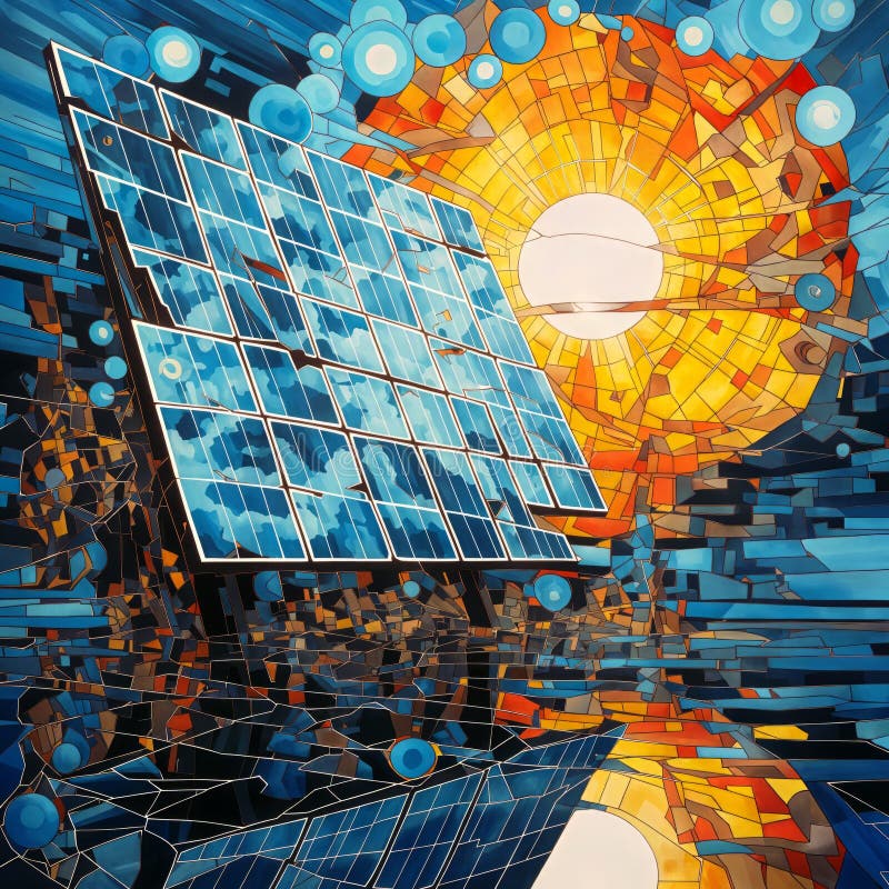Sunset Waters: Solar Panel Against Evening Sky, Generative Ai Stock ...