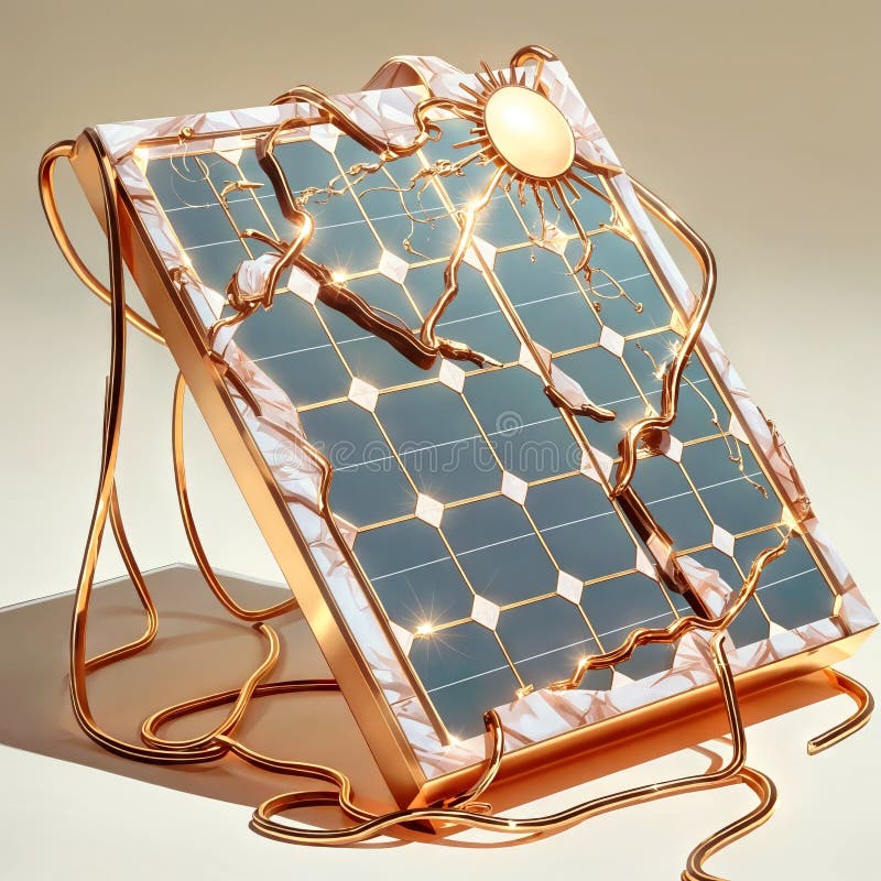 Marble Elegance: Marble Solar Panel with Copper-colored Frame on a ...