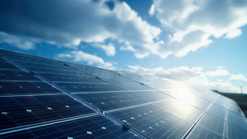 A Solar Panel is Shown in the Sky with a Bright Sun Shining on it Stock ...
