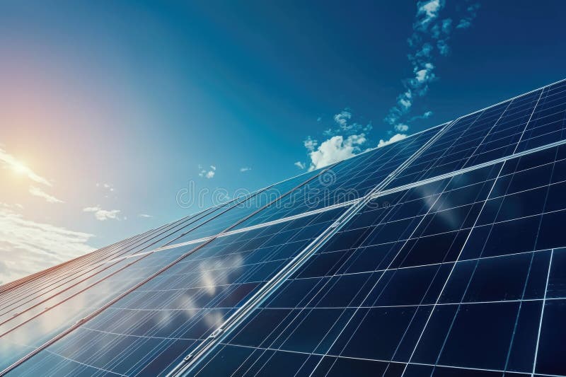 Solar Panel Shown Blue Sky Sun Shining Concept Energy Stock Photos ...