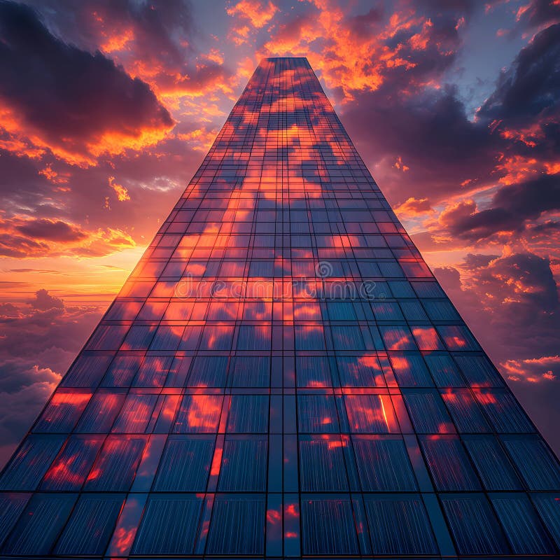 Solar Panel Skyscraper at Sunset Stock Image - Image of metropolis ...