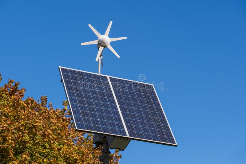Solar Panel Snd Small Wind Electric System Stock Image - Image of ...