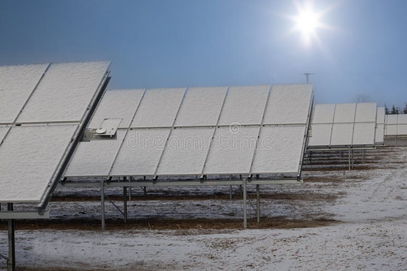Solar Panel after Snow in Winter. Sun and Performance Stock Photo ...