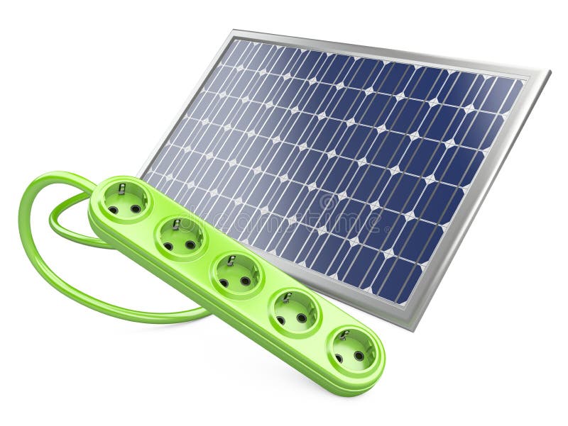 Solar panel with socket stock illustration. Illustration of electric ...