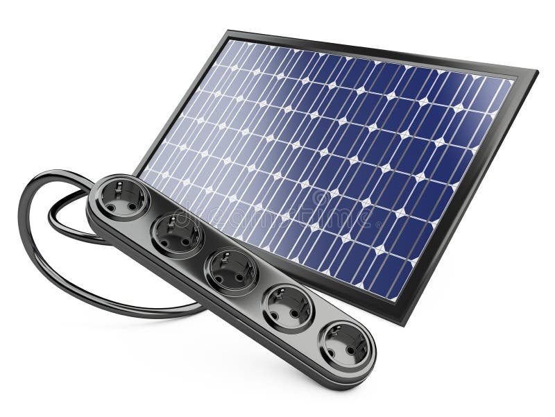 Solar panel with socket stock illustration. Illustration of outlet ...