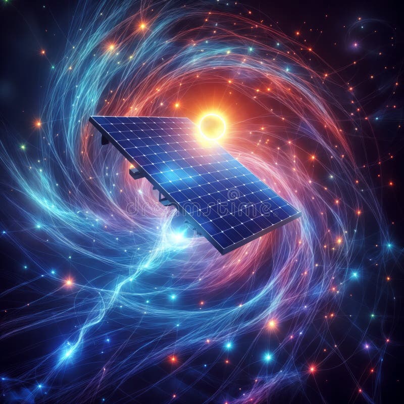 Solar Panel in Space, 3d Rendering, Computer Digital Image, Generative ...