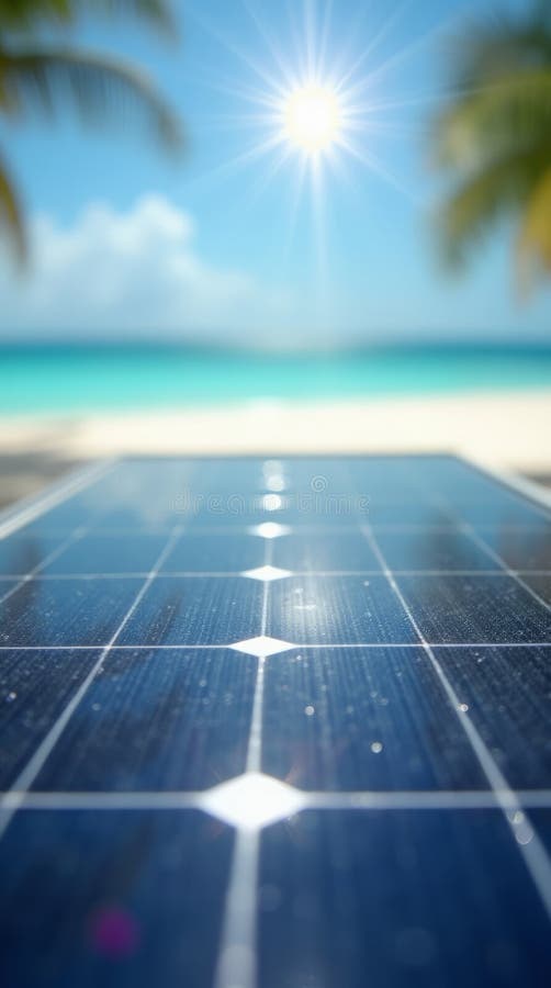 Solar Panel Sparkling Under Bright Sun Amid Maldivesâ€™ Pristine Sands ...