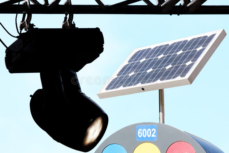 Solar panel and spotlight stock photo. Image of equipment - 37052746