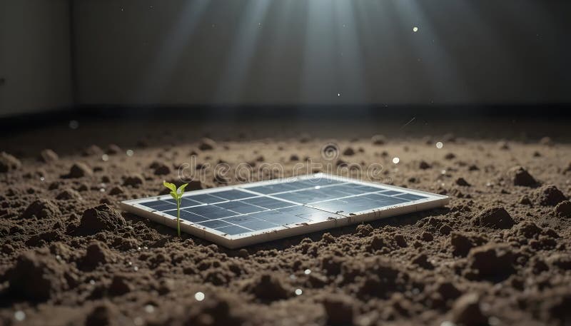 Solar Panel & Sprout stock illustration. Illustration of soil - 375704139