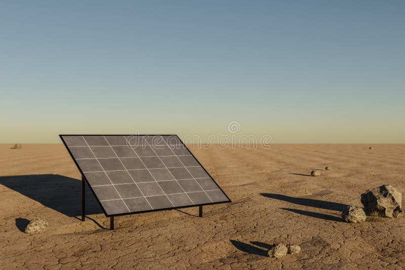 Single Solar Panel Standing in Desert Environment Renewable Unlimited ...