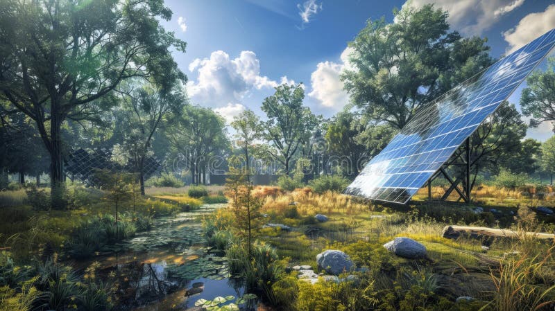 Solar Panel in Forest, Outdoors Stock Image - Image of environment ...