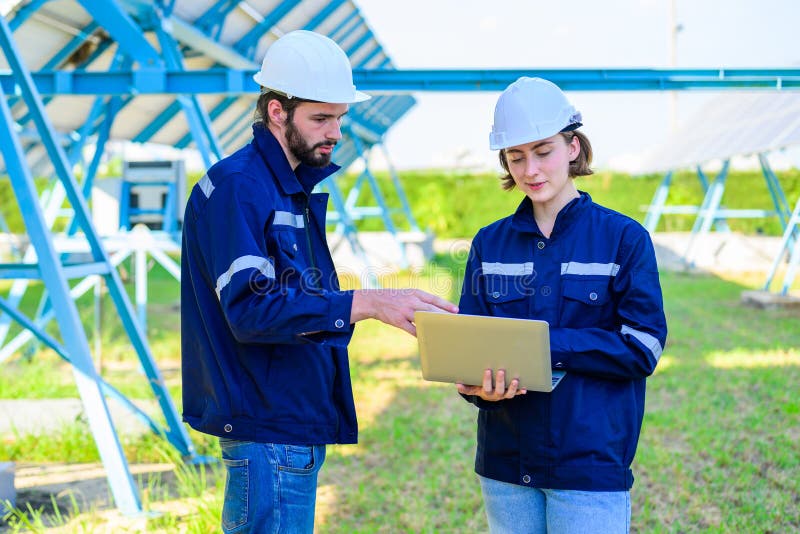 Solar Panel Station, Engineer Installing Solar Panel at Solar Energy ...
