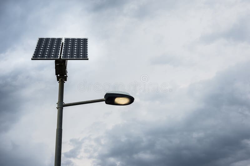 Solar Panel on Street Lamp Post Stock Image - Image of light, post ...
