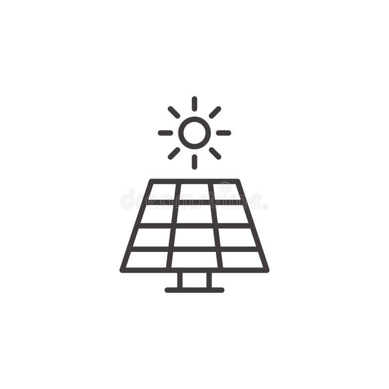 SOLAR PANEL Stroke Icon in Black Stock Vector - Illustration of ...