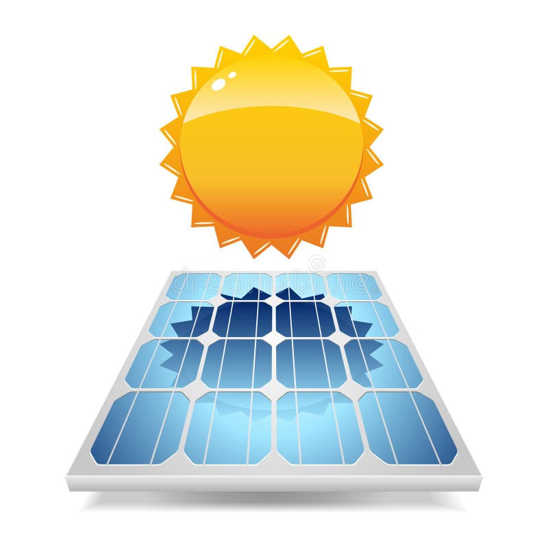 Solar panel with sun stock vector. Illustration of construction - 36088580